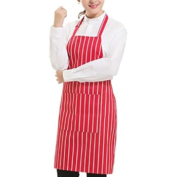 Striped Butchers Apron Red & White Professional Kitchen Apron: Amazon ...