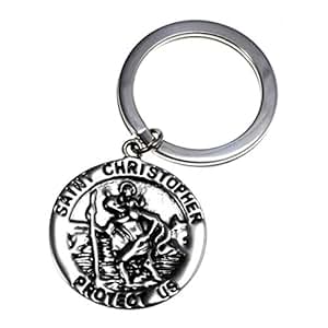 Sterling Silver St Christopher Keyring - Key Fob: Amazon.co.uk: Jewellery