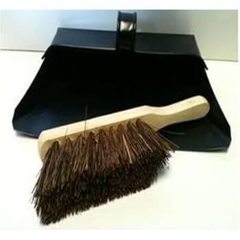 Metal Dustpan and Brush Set Stiff PVC Hand Brush Strong Industrial ...