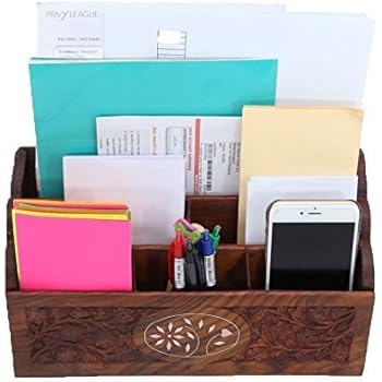 Vintage Style Wooden Letter Rack With Drawer: Amazon.co.uk: Kitchen & Home