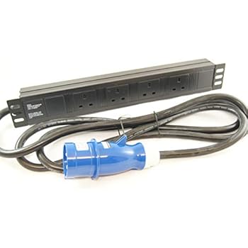 4 Way PDU UK 1U with 32 Amp Commando Plug- Horizontally Mounted: Amazon ...