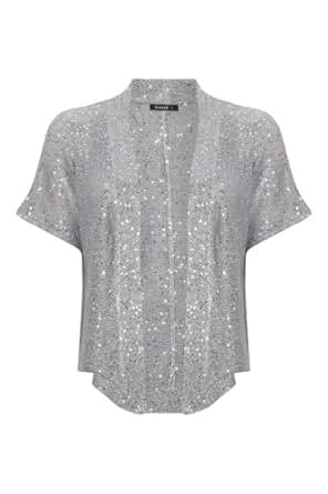 Roman Women's Sequin Detail Knitted Cardigan Silver Size 22: Amazon.co ...