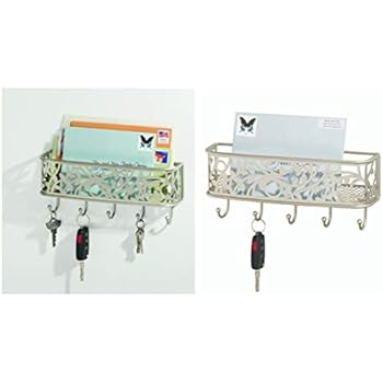 mDesign Modern Mail Holder and Key Rack - Rust Resistant Steel Wall ...