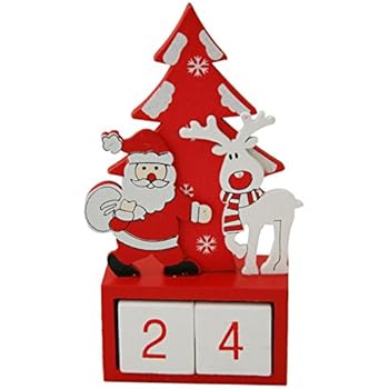 Days Til Until Christmas Advent Xmas Wooden Santa Countdown Calendar ...