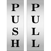 Buzz cool Push Pull Metal Sign Stickers Self Adhesive Stainless Steel ...