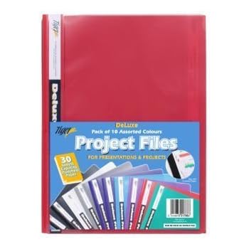 10 x Strong Deluxe Coloured Project File Folders Prong Clip Report ...