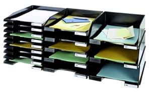 Han Block 17 Stackable Letter Trays in Various Depths with Tray Labels ...