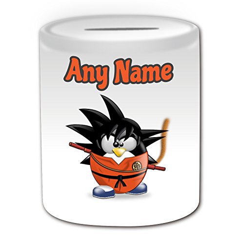 Personalised Gift Son Goku Money Box Penguin Cartoon Character Costume ...