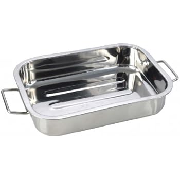 KitchenCraft Small Stainless Steel Roasting Tin with Rack, 27 x 20 cm ...