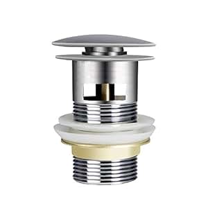Sink Basin Push Button Plug Waste Slotted Bathroom Chrome Drain ...