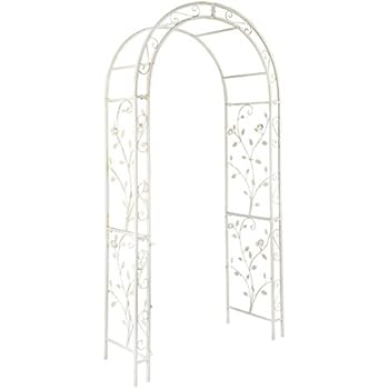 Ornate Antique White Wrought Iron Metal Rose Arch ~ Garden Arch: Amazon ...