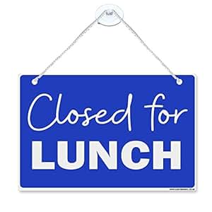 Closed for lunch Sign, hanging plastic sign with nylon rope+suction cup ...