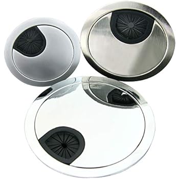 60MM METAL DESK CABLE TIDY OUTLET GROMMET INSERT (Brushed Steel ...