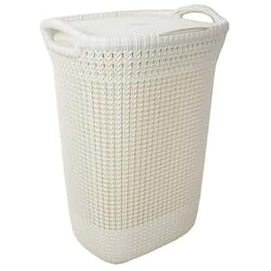 Curver Knit Laundry Storage Hamper, Oasis White, 57 Litre: Amazon.co.uk ...