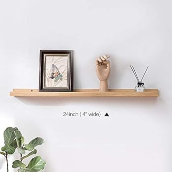 Solid Oak Picture Ledge Display Shelf (Natural, 48" Long x 3.5" Deep ...