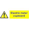 Electric meter cupboard safety sign - Self adhesive sticker (150mm x ...