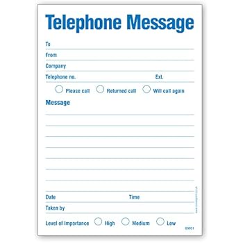 Banner Telephone Message Pad A5 80 Sheet 9095001 Pack 10: Amazon.co.uk ...