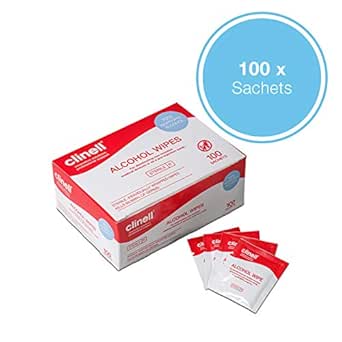 Clinell CASS100 Alcohol Sterile Skin Sachets Cleans Skin, Latex Free ...