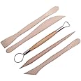 Levin 5 Pcs Pottery Tool Kit - Ceramic Pottery & Clay Ribbon Wood Modeling Tools Kit Polymer ...