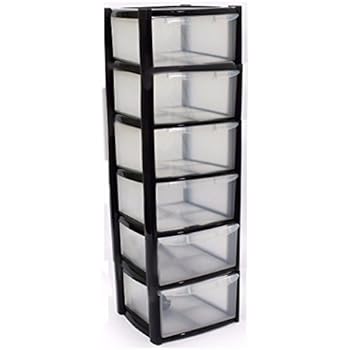 6 Drawer Plastic Storage Unit Black: Amazon.co.uk: Office Products
