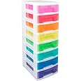 Really Useful Plastic Re-Usable Storage Boxes 8 x 7 Litre Clear Tower Rainbow Drawers (1 Set of ...