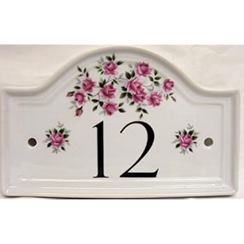 Country Garden House Door Number Plaque Ceramic Flowers House Door ...