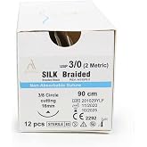 Surgsil Non Absorbable Surgical Suture Black Braided Silk (SPS 5037 ...