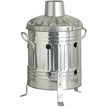 Mini Garden Incinerator Small Fire Bin Galvanised 15 Litre Burning Wood ...