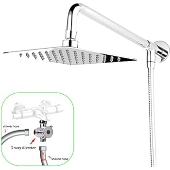 Dual Square Head Chrome Shower Set: Amazon.co.uk: DIY & Tools
