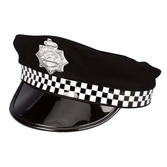 British Costume Police Hat Adult: Black Checkered: Amazon.co.uk: Clothing