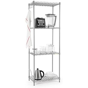 AmazonBasics 5-Shelf Shelving Unit on Wheels - Chrome: Amazon.co.uk ...