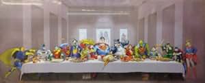 DC Comics Super Heroes 'The Last Supper' Canvas Print 48" x 20": Amazon ...