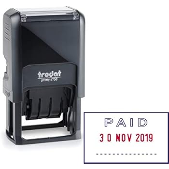 PAID WITH DATE Self Inking Rubber Stamp Office Stationary Custom Shiny Stamp: Amazon.co.uk ...