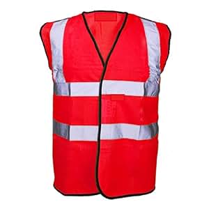 Red Hi Visibility Reflective Safety Vest: Amazon.co.uk: Sports & Outdoors