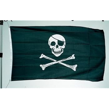 Pirate FLAG Skull and Crossbones Jolly Rodger Large 5x3' Size: Amazon ...