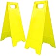 2Pcs Blank Caution Plastic Foldable Yellow Freestanding Empty Sign for ...