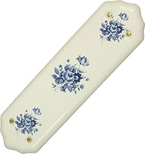 Saxony Ceramic / Porcelain Door Finger Plate 280mm x 78mm Blue Flowers ...