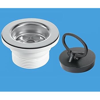 Kitchen Sink Stainless Steel Basket Strainer Waste 1 1/2" D 50mm with ...