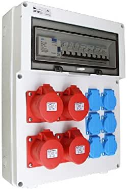 Wandverteiler 4 x 16A + 6 x 230V FI Stromverteiler Baustromverteiler ...