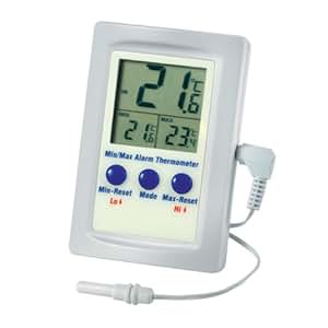 max min digital thermometer - with in out sensor & high low alarm ...
