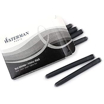 Waterman Fountain Pen Ink Cartridges, Long, Intense Black, 8 Count ...