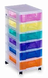 Really Useful Plastic Drawer Storage Unit 6X7 Litre Clear/Rainbow - Color: Clear/Rainbow: Amazon ...