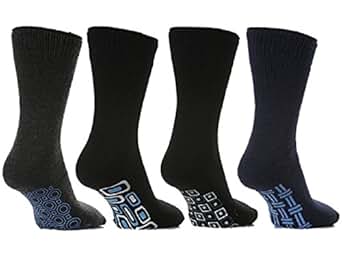 4 Pairs Mens Thermal Slipper Gripper Socks Non Skid New 2014 7-11 (New ...
