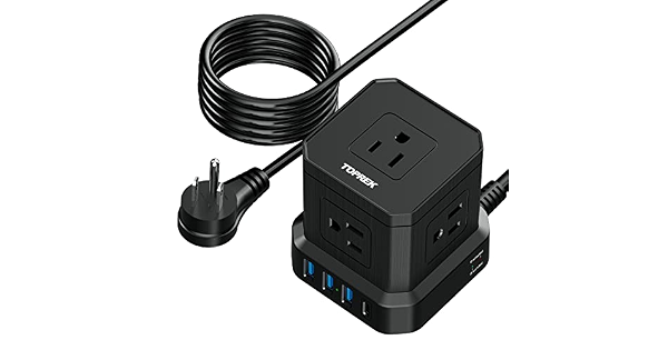 Power Bar 6.5 FT Extension Cord, TOPREK Power Bar with Surge Protector ...