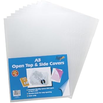 50 Pack of A3 Portrait Strong Plastic Poly Punch Pockets Wallet Sleeves ...