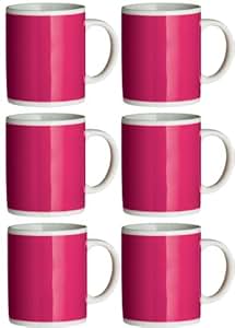 Set of 6 Hot Pink Funky Mugs: Amazon.co.uk: Kitchen & Home