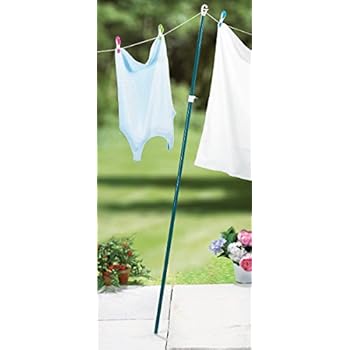 2 X TELESCOPIC CLOTHES LINE PROP EXTENDING WASHING METAL POLE 2.4 M ...