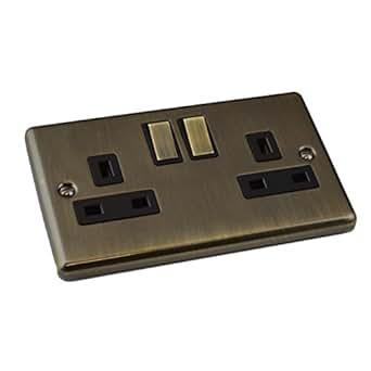 Antique Brass 2Gang Plug Socket (Windsor): Amazon.co.uk: Lighting