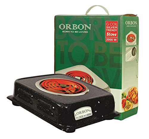 Buy ORBON 2000 Watt Rectangular Marble Vitreous Black G Coil Stove Hot ...