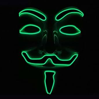 Halloween Mask, JunYee LED Anonymous Hacker Face Mask for Costume ...